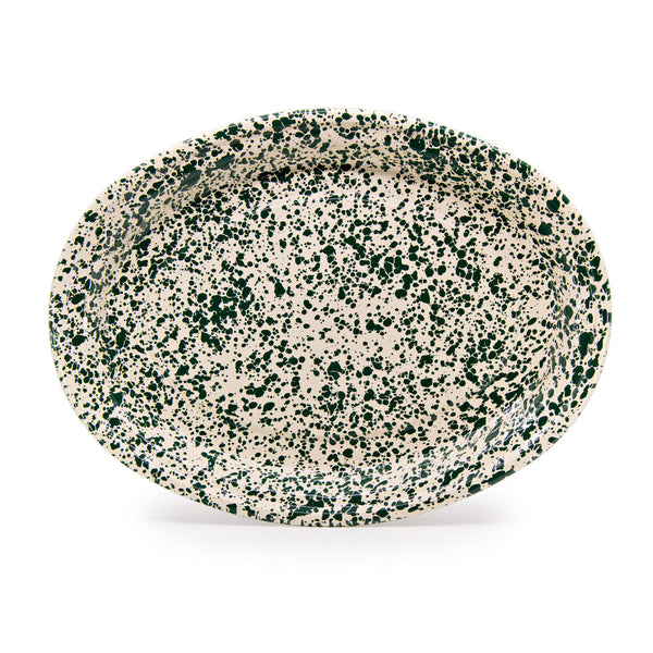 Oval Enamelware Platter, Green on Cream Splatter – Kolorful Kitchen