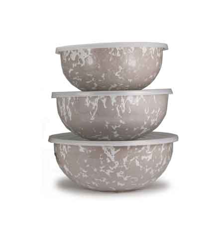 Mixing Bowl Set, Taupe Swirl Enamelware – Kolorful Kitchen
